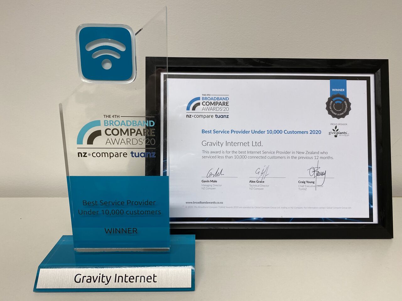Winners at Broadband Compare Awards 2020 - Gravity Internet